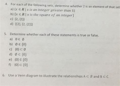 Solved 4 For Each Of The Following Sets Determine Whether