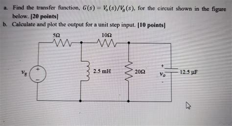 solved a find the transfer function g s vo s vg s for