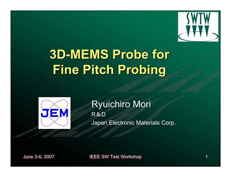 3d Mems Probe For Fine Pitch Probing Semiconductor Wafer Test