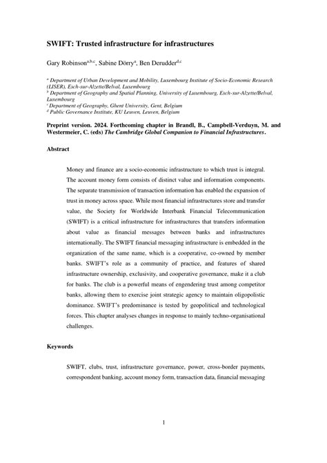 pdf swift trusted infrastructure for infrastructures