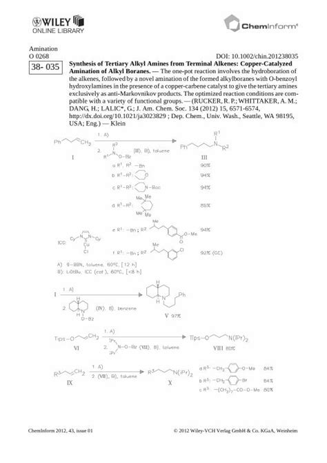 Pdf Cheminform Abstract Synthesis Of Tertiary Alkyl Amines From