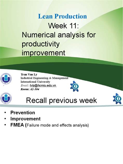 Week 11 Numerical Analysis For Productivity Improvement Pdf Business Production And