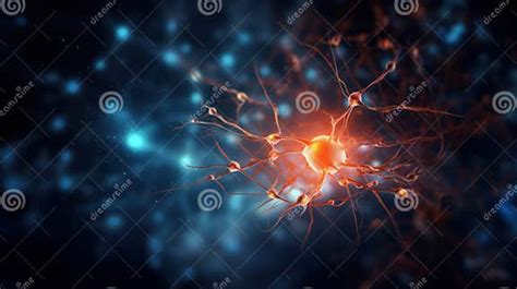 Neural Network Activity Glowing Neurons In The Brain With Synaptic Connections Stock