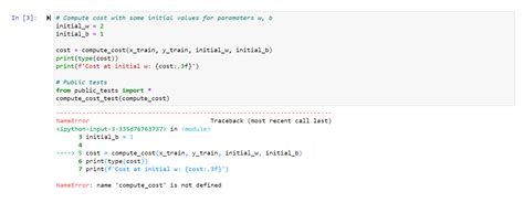 ex 1 compute cost nameerror supervised ml regression and