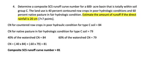 solved 4 determine a composite scs runoff curve number for