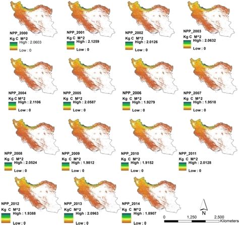 Spatial Variations Of Annual Npp For The Time Period 2000 To 2014