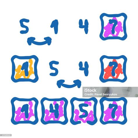 Insertion Sort Algorithm Icon Doodle Illustration Stock Illustration