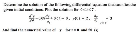 Solved Determine The Solution Of The Following Differential Chegg