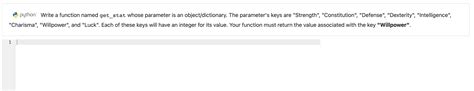 Solved Write A Function Named Get Stat Whose Parameter Is An Chegg