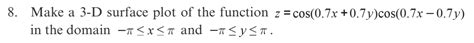 Solved 8 Make A 3 D Surface Plot Of The Function