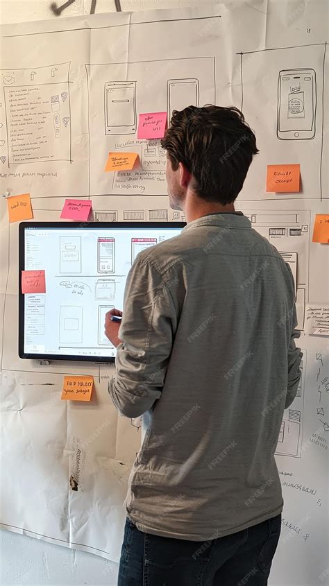 Uxui Designer Prototyping A Mobile Application Premium Ai Generated Image