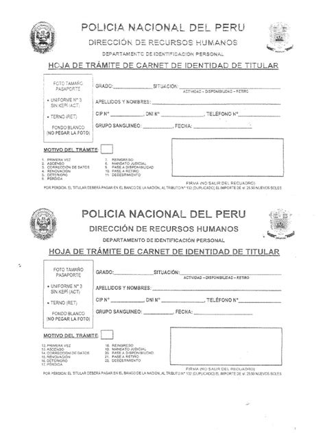 Hoja De Tramite De Carnet De Identidad I Pdf