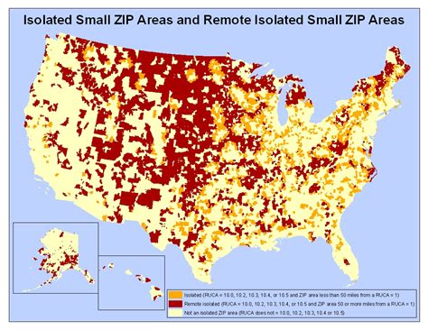 Isolated Zip Codes In The United States Measured By Travel Distances To Urbanized Areas And