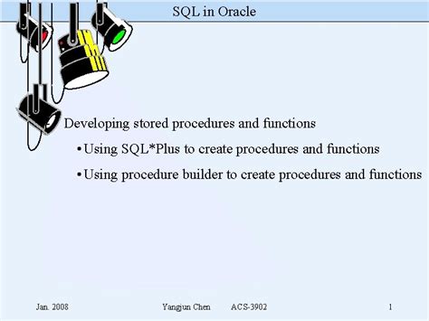 Sql In Oracle Developing Stored Procedures And Functions