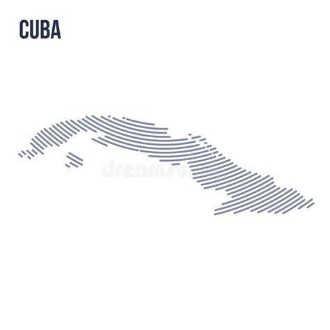 Vector Abstract Hatched Map Of Cuba With Curve Lines Isolated On A White Background Stock