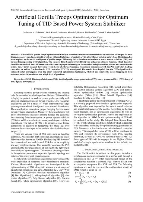 Pdf Artificial Gorilla Troops Optimizer For Optimum Tuning Of Tid