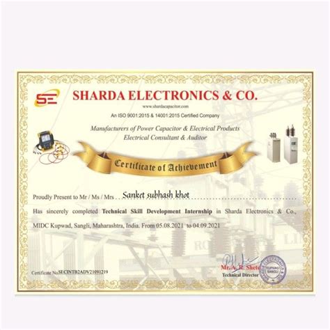 Sanket Khot On Linkedin Internship Certificate