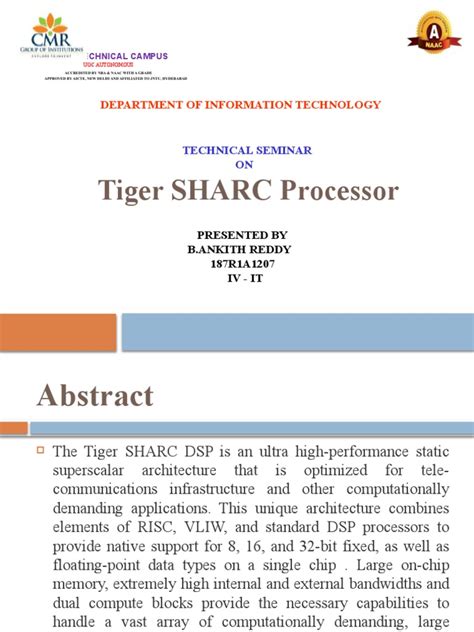 An Overview Of The Tiger Sharc Processor Architecture And Its Applications In Signal Processing