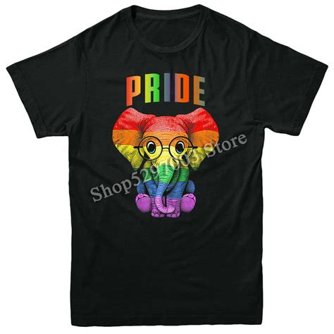 Lgbt 색상 게이 프라이드 유니티 코끼리 티셔츠 레즈비언 의류 청소년 중년 노년 티 셔츠 레인보우 색상 Aliexpress