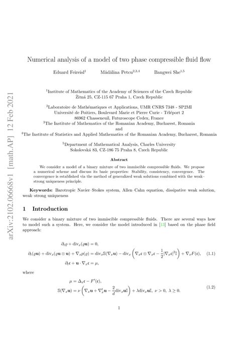 numerical analysis of a model of two phase compressible fluid flow deepai
