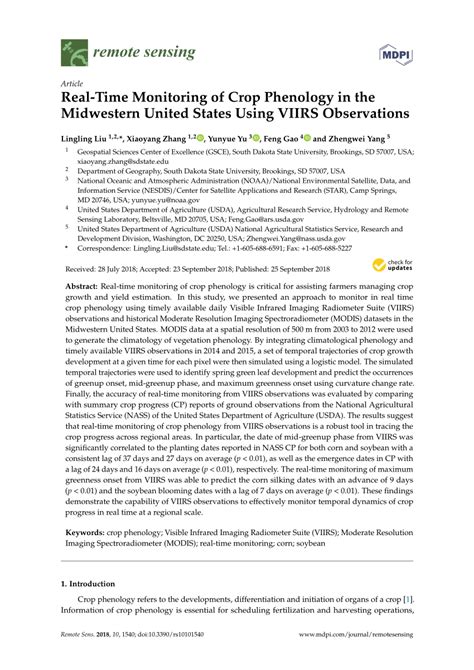 Pdf Real Time Monitoring Of Crop Phenology In The Midwestern United