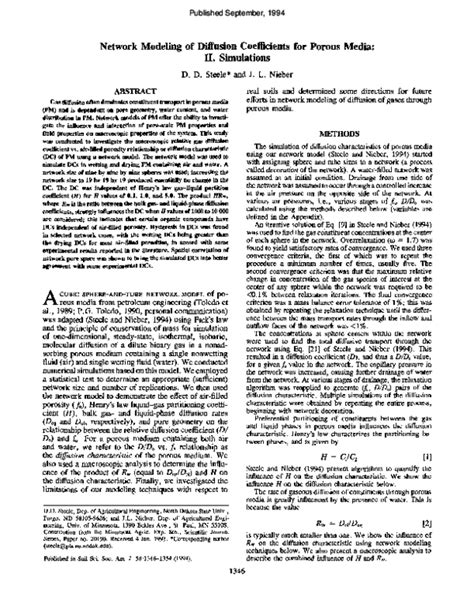 Network Modeling Of Diffusion Coefficients For Porous Media Ii Simulations