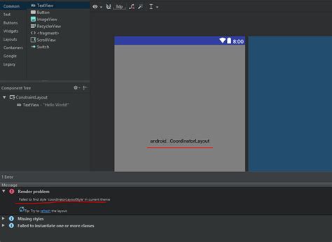 Androidcoordinatorlayout Error Stack Overflow