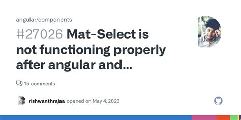 mat select is not functioning properly after angular and material