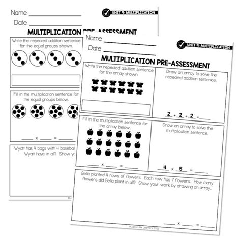 Lucky To Learn Math Unit 9 Multiplication And Arrays Pre Assessment Lucky Little Learners