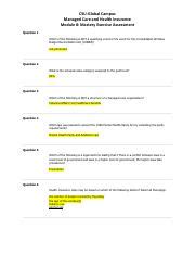 Module Mastery Exercise Assessment Pdf CSU Global Campus Managed Care And Health Insurance