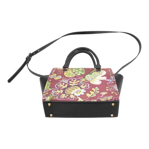 Wonderland Ruby Jacobean Floral Embroidery Rivet Shoulder Handbag
