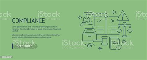 규정 준수 관련 웹 배너 라인 스타일입니다 웹 배너 웹 사이트 헤더 등에 대한 현대적인 디자인 벡터 일러스트레이션 스톡 일러스트레이션 배경 주제에 대한 스톡 벡터 아트 및