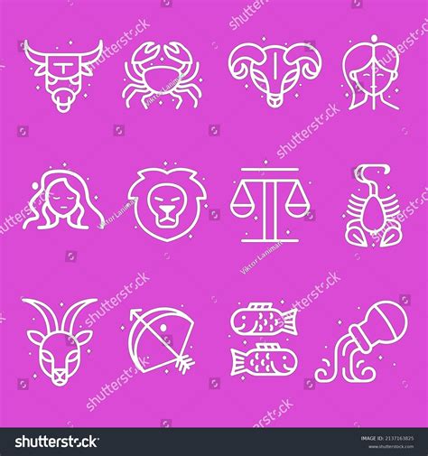 Set Zodiac Signs Illustration Flat Style Stock Vector Royalty Free