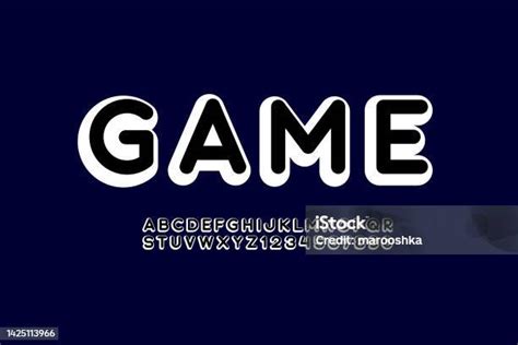 큰 글꼴 굵은 둥근 알파벳 A에서 Z까지의 강력한 대문자 라틴어 문자 및 0에서 9까지의 아랍 문자 벡터 일러스트 레이 션 10eps 3차원 형태에 대한 스톡 벡터 아트 및
