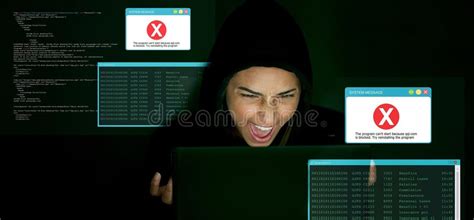 Angry Hacking And Hacker Man For Cyber Security Coding Software