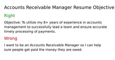 Top 16 Accounts Receivable Manager Resume Objective Examples