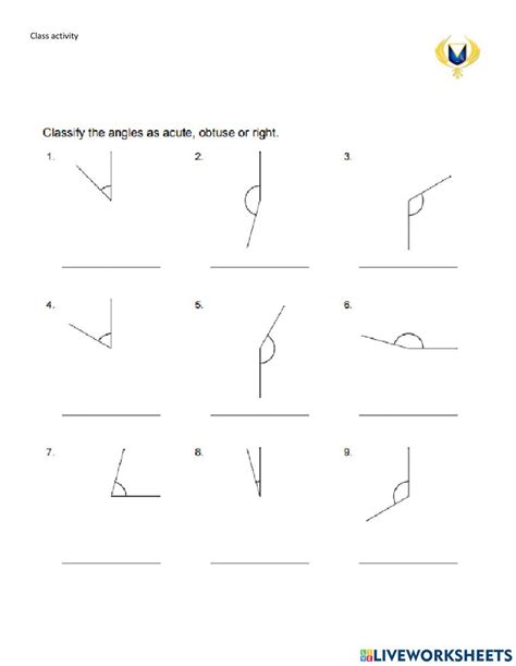 Classify Angles Interactive Worksheet Live Worksheets