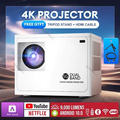 Smart Projector Android 10 Os 4k Hd Portable Bluetooth4 0 Lcd Projector 2 16gb Mini Wifi Home