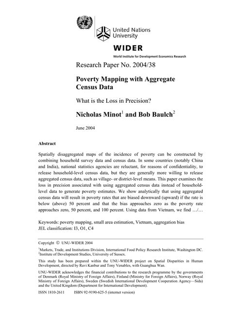 Pdf Poverty Mapping With Aggregate Census Data