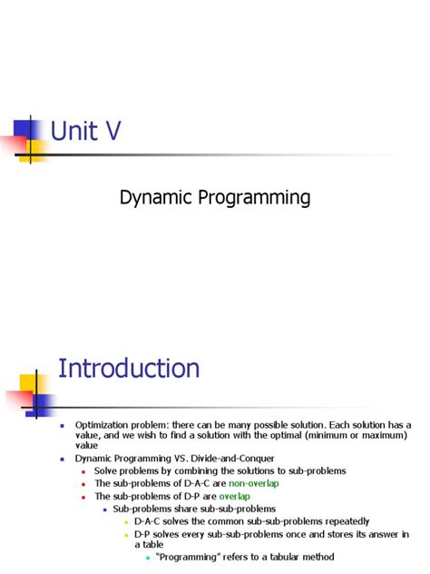 Unit V Dynamic Programming Pdf Dynamic Programming Mathematical Objects