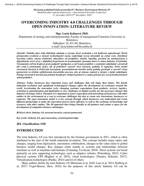 Pdf Overcoming Industry 4 0 Challenges Through Open Innovation Literature Review