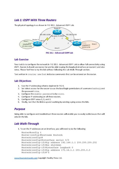 Ospf Advanced Lab Exercise For Ccna And Ccnp Pdf