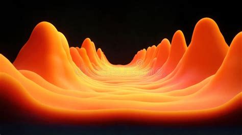 Abstract Landscape With Flowing Orange Shapes Creating A Vibrant Dynamic Visual Effect Stock