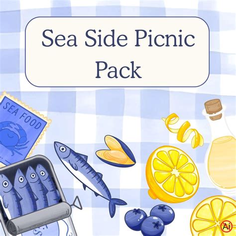 Seafood Clipart Set Sardine Lemon Mussels Png Digital Stickers