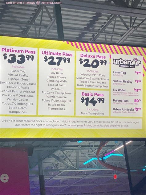 Carta Del Restaurante Urban Air Trampoline And Adventure Park Augusta