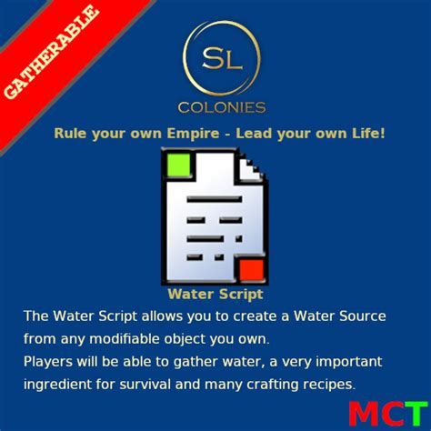 Second Life Marketplace Sl Colonies Gatherables Water Script