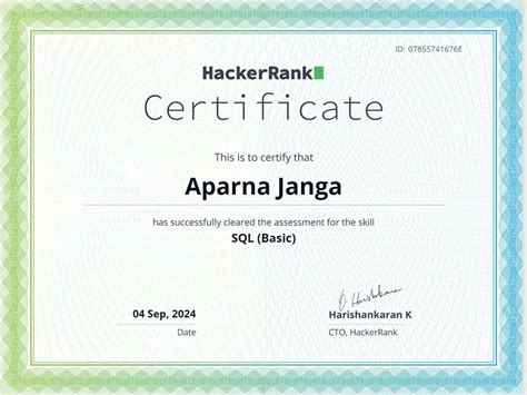 Aparna Janga On Linkedin Achievement Hackerrank Sql Programming Databaseskills