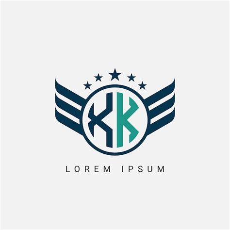 Letra Alfabética Xk Kx X K Logotipo Forma De Círculo Concepto Con Alas