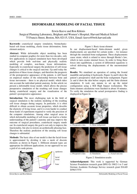 Pdf Deformable Modeling Of Facial Tissue