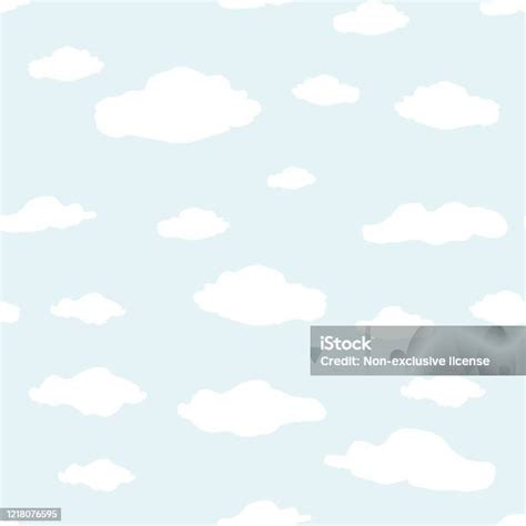 구름 벡터 원활한 배경과 푸른 하늘 손으로 그린 벽지 패턴 채우기 웹 페이지 배경 표면 질감 0명에 대한 스톡 벡터 아트 및 기타 이미지 Istock